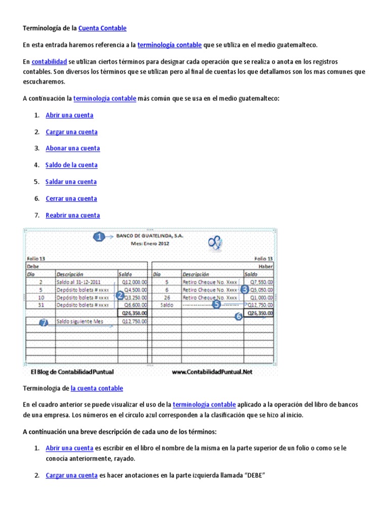 Terminología de La Cuenta Contable | PDF | Contabilidad | Negocios ...