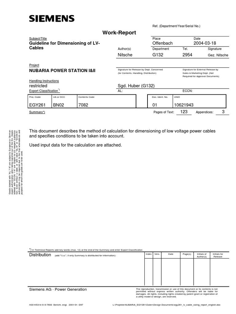 Low Voltage Cable Sizing Report | PDF | Electric Power Transmission ...