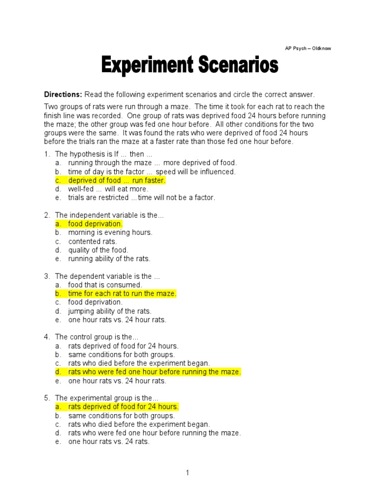 Experiment Scenarios Answers | PDF | Fuel Efficiency | Experiment
