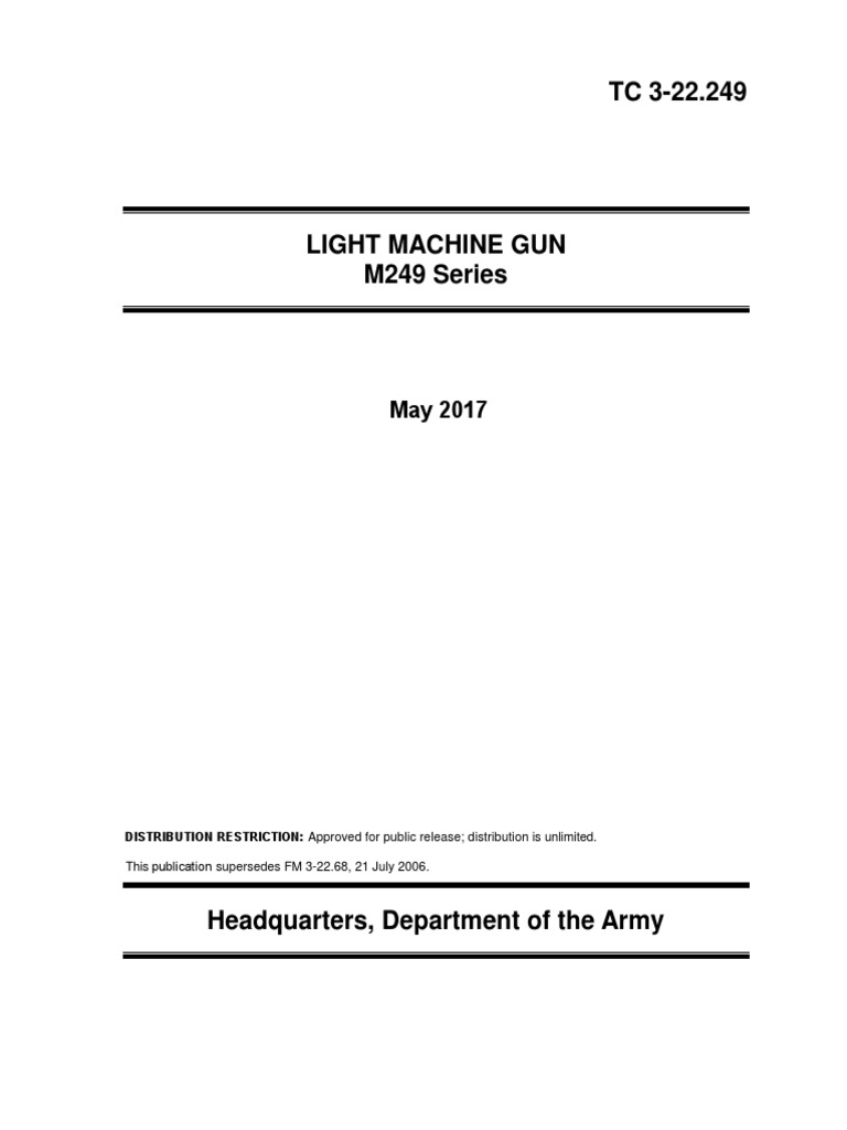 Training Circular on Light Machine Gun M249 Series: Principles of ...