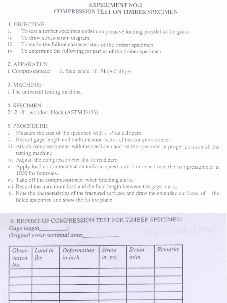 Expt 4 - Compression Test On Timber | PDF