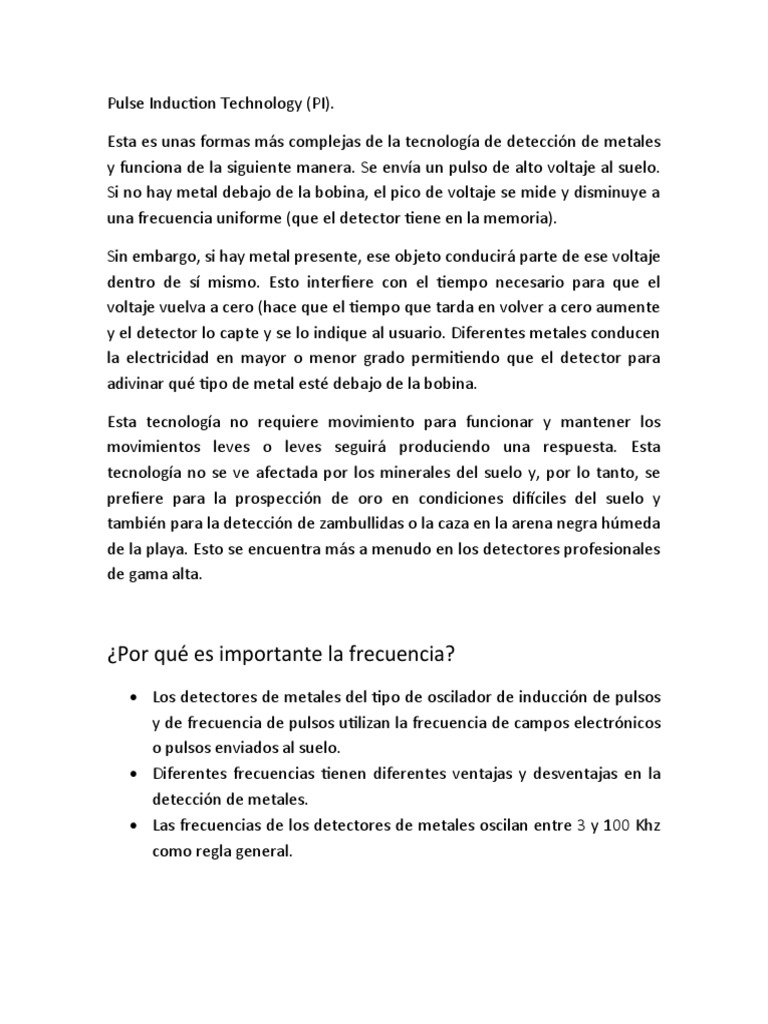 Pulse Induction Technology Español | PDF | Rieles | Frecuencia
