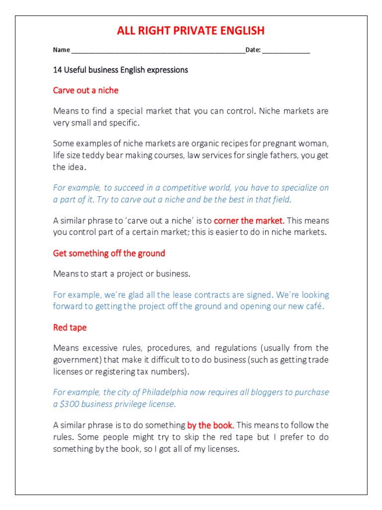 14 Useful Business English Expressions | PDF | Net Income | Market ...