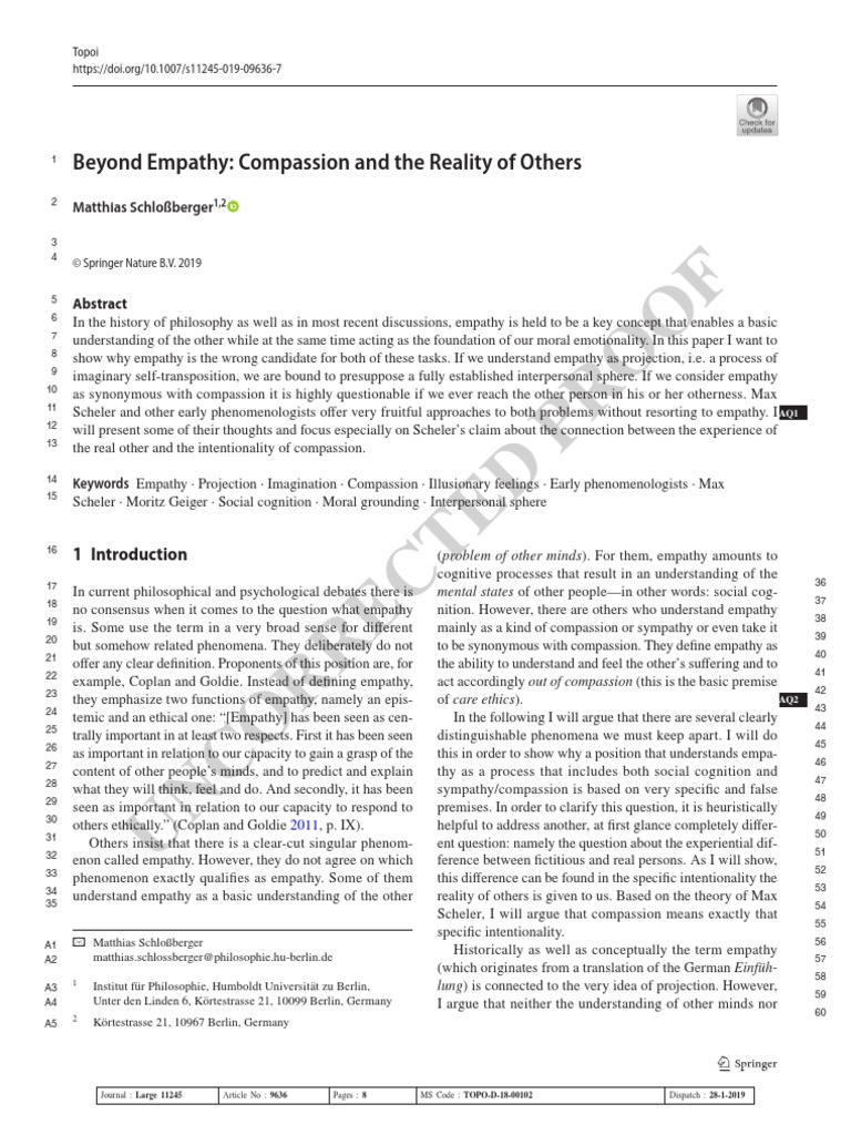 Beyond Empathy Compassion and The Realit PDF | PDF | Empathy | Phenomenology (Philosophy)