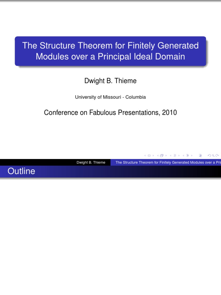 The Structure Theorem For Finitely Generated Modules Over A Principal ...