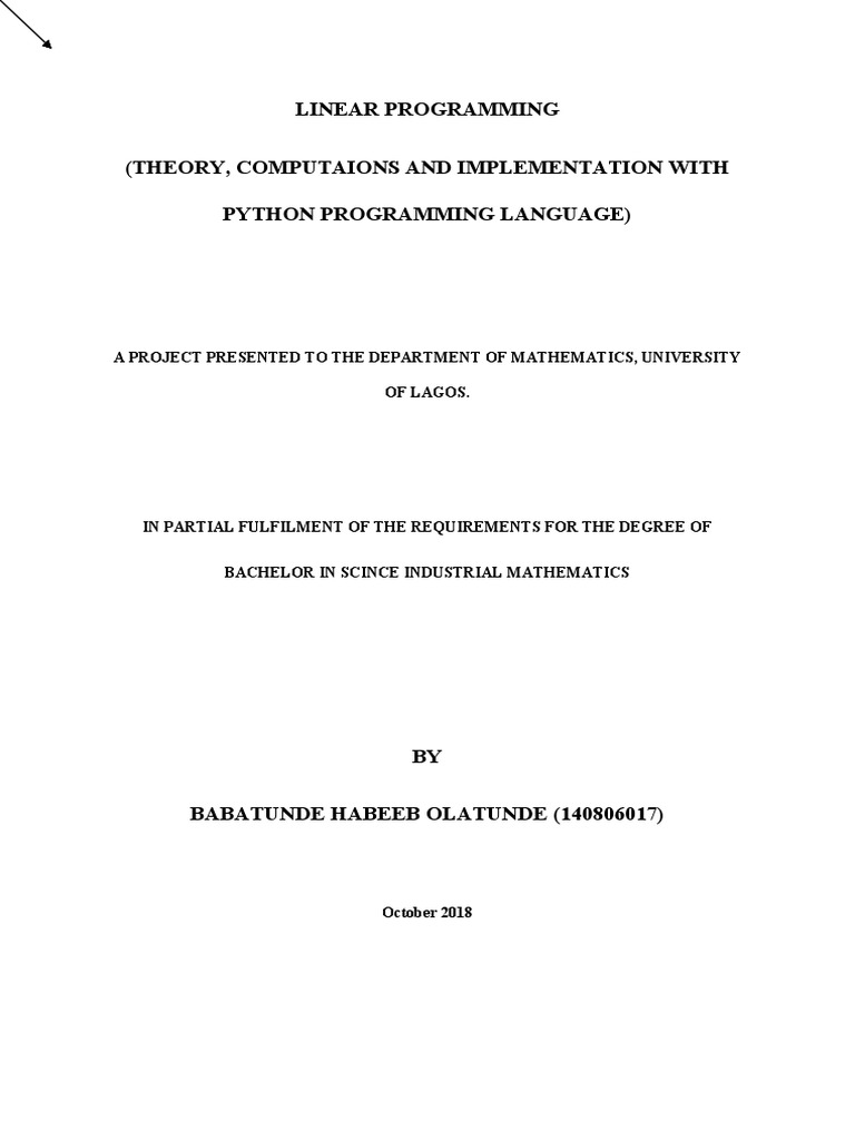 Linear Programming (Theory, Computaions and Implementation With Python ...