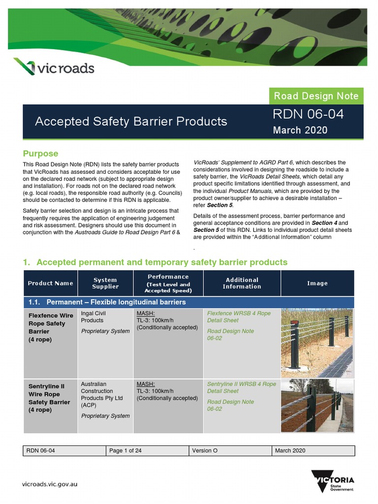 Accepted Safety Barrier Products RDN 06-04 | PDF | Safety | Land Transport