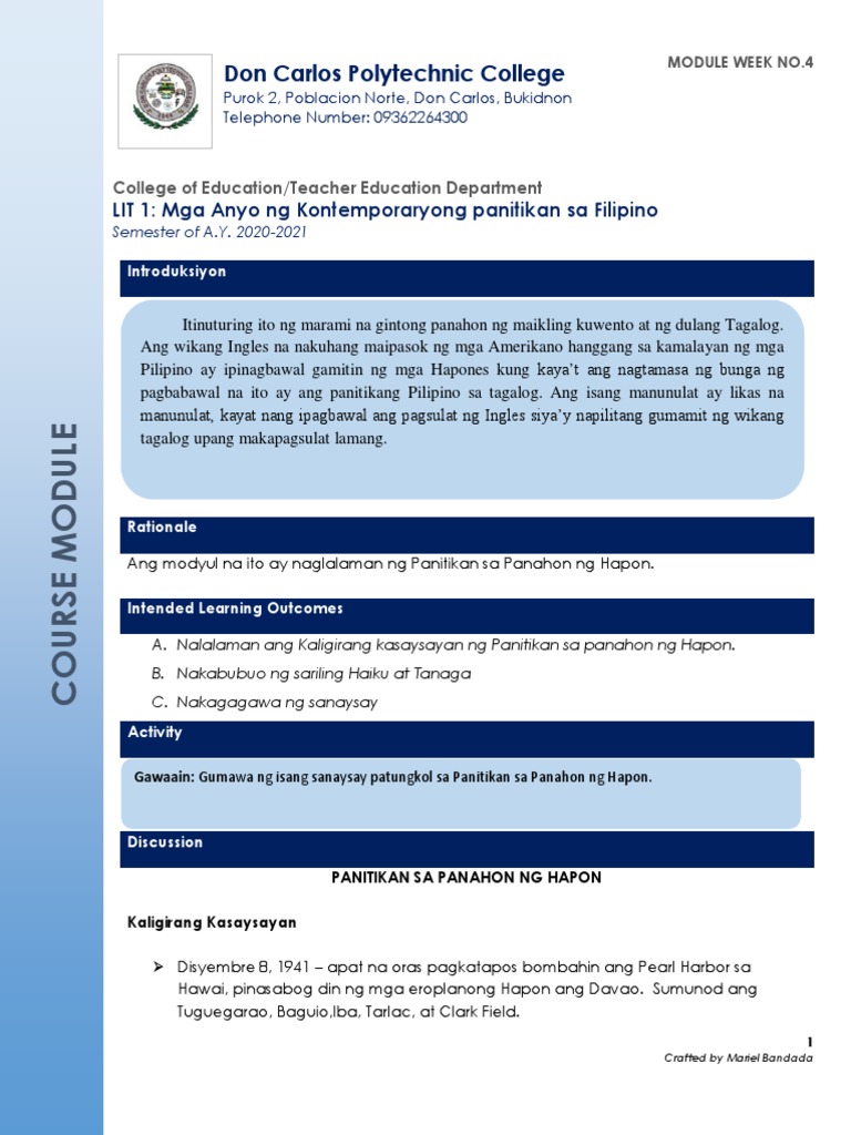 Lit 1 Module 4 Pdf Pdf