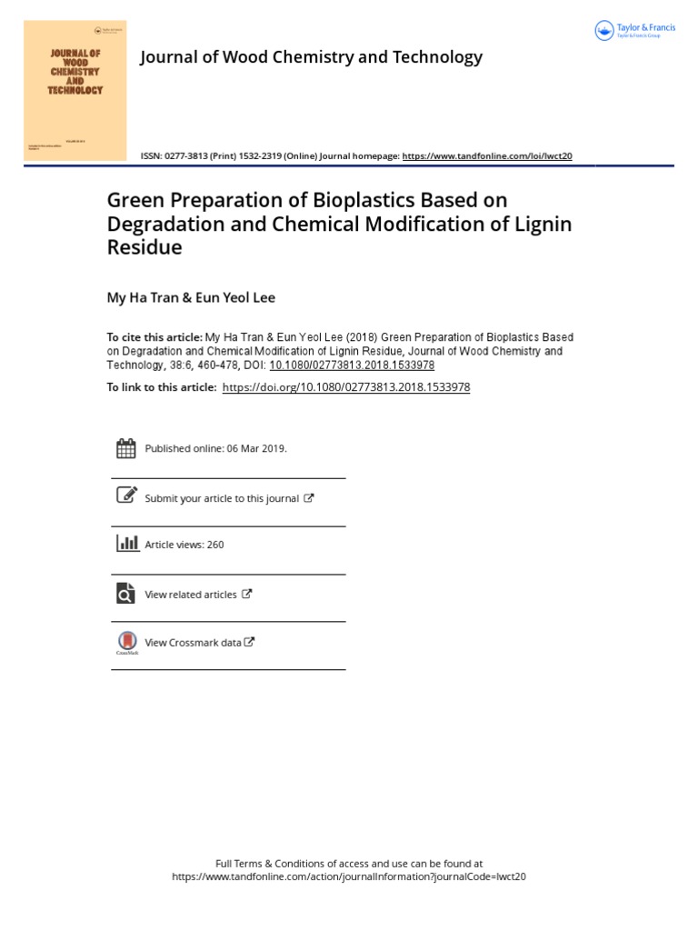 Green Preparation of Bioplastics Based On Degradation and Chemical ...