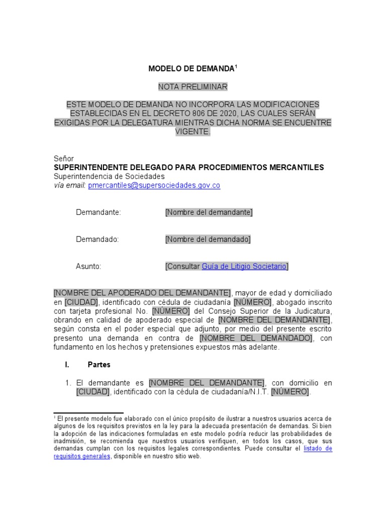 Modelo de Demanda | PDF | Mandato | Demanda judicial