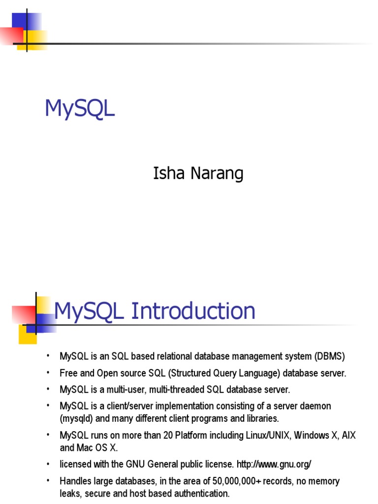 Mysql Overview Download Free Pdf Databases My Sql