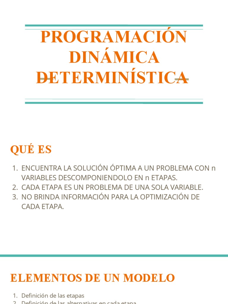Programación Dinámica Determinística | PDF | Programación dinámica ...