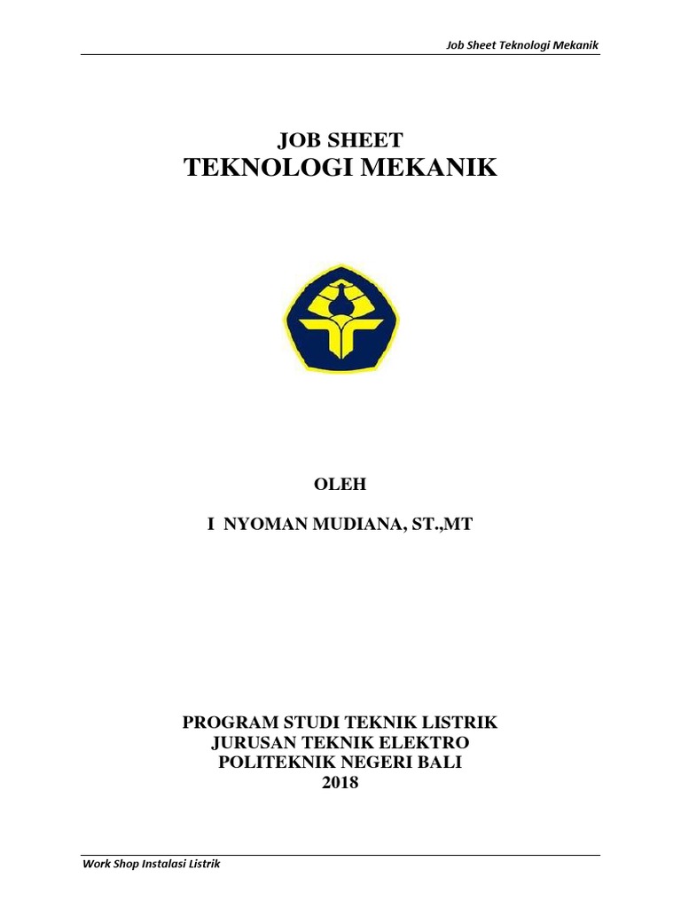 Job Sheet Teknologi Mekanik | PDF