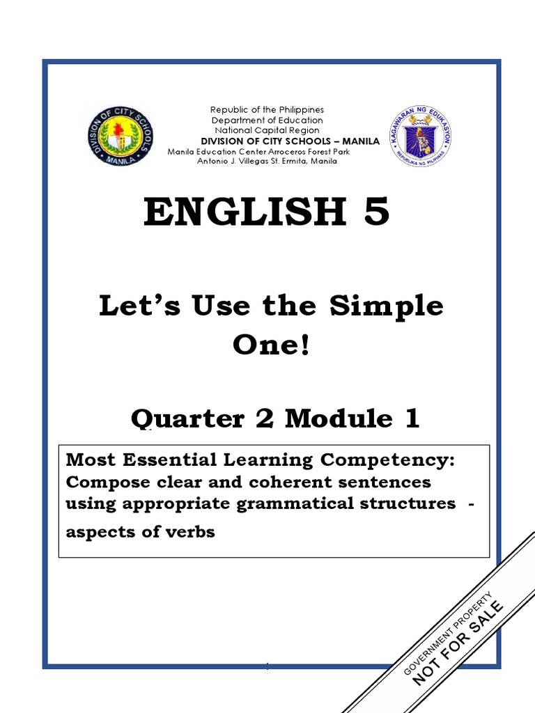 ENGLISH 5 - Q2 - Mod1 | PDF | Grammatical Tense | Verb