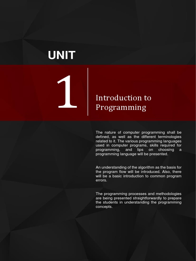 Unit 1 Intro To Programming Edited Pdf Pdf Object Oriented Programming Computer Programming