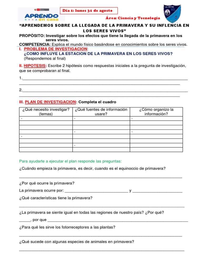 Influencia de la Primavera en Seres Vivos | PDF | Sicología | Conceptos ...