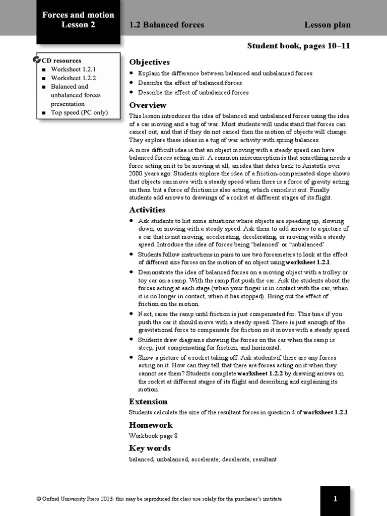 Student Book, Pages 10-11 Objectives | PDF | Acceleration | Force