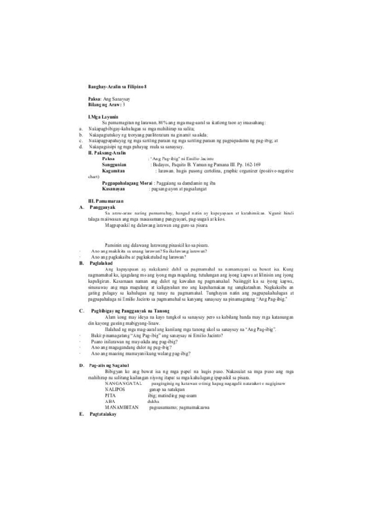 Lesson Plan Sanaysay | PDF