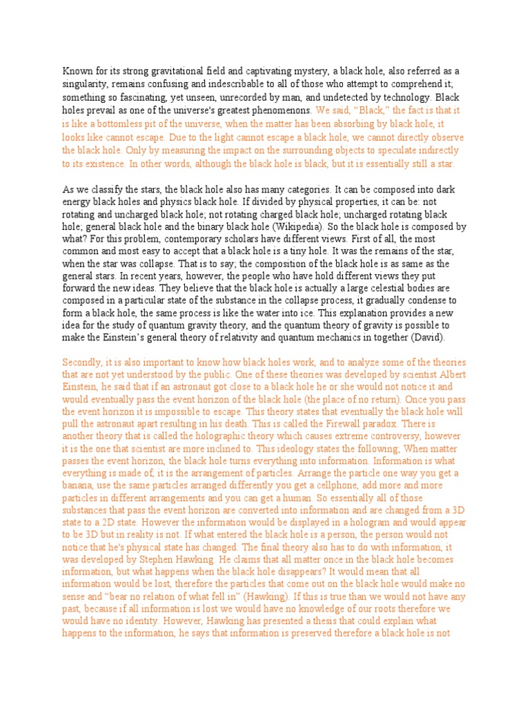 Black Hole | PDF | Black Hole | Event Horizon