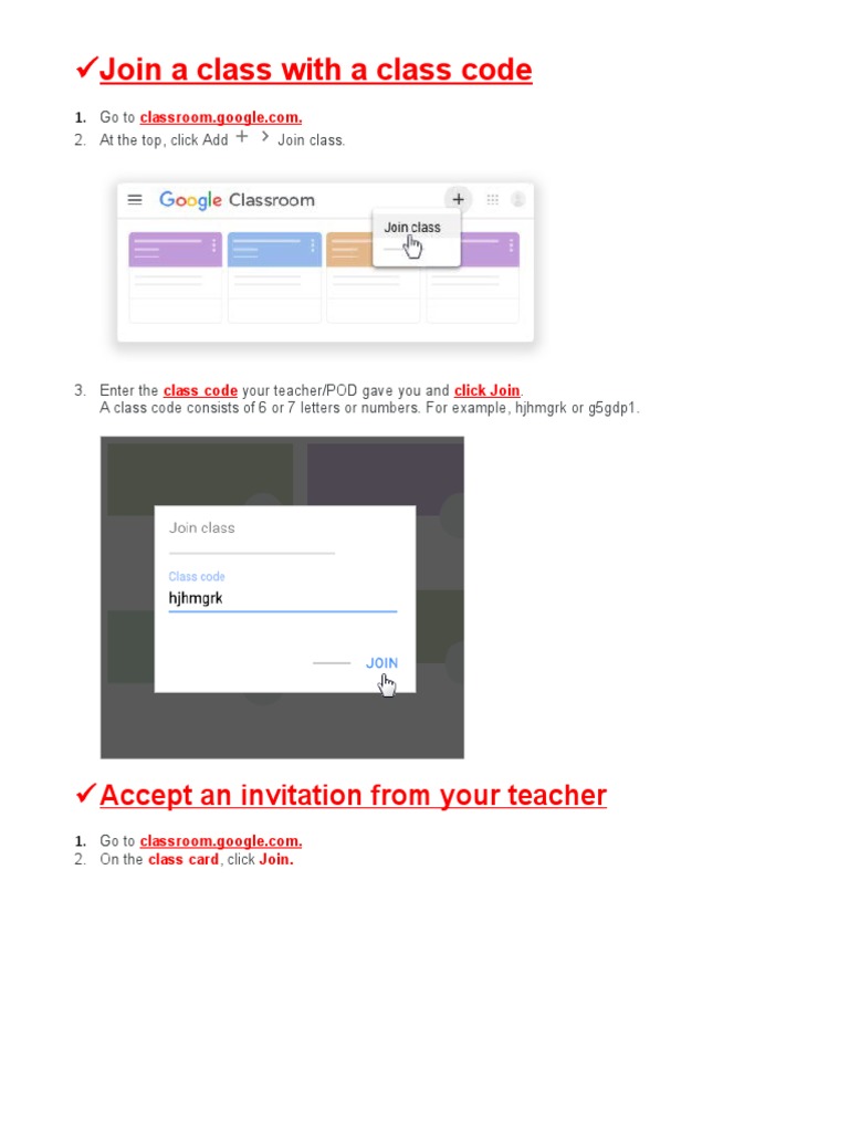 How To Join The Class in Google Classroom | PDF | Career & Growth