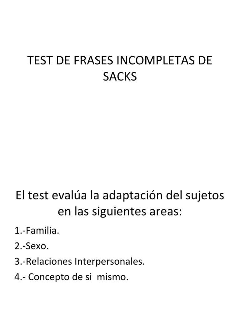Test de Frases Incompletas de Sacks | PDF | Las emociones | Adultos
