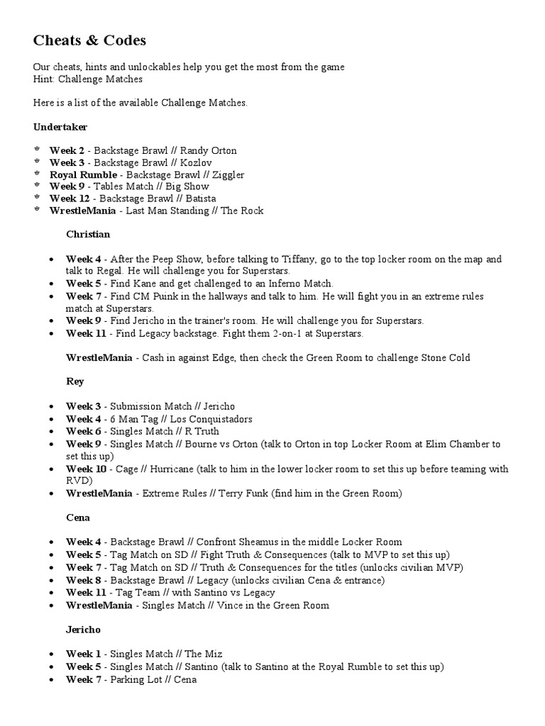 Universe Mode SVR 2011 & Cheat Codes | PDF | Leisure | Professional ...