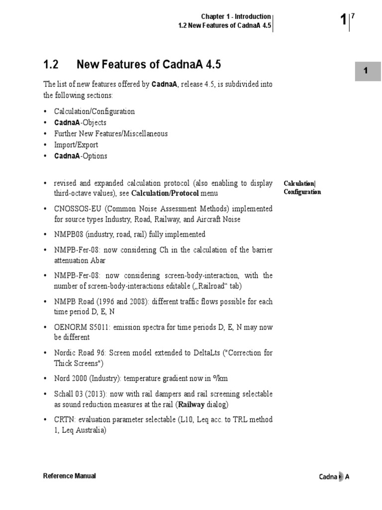 New Features CadnaA 4.5 | PDF | Computer Science | Computer Programming