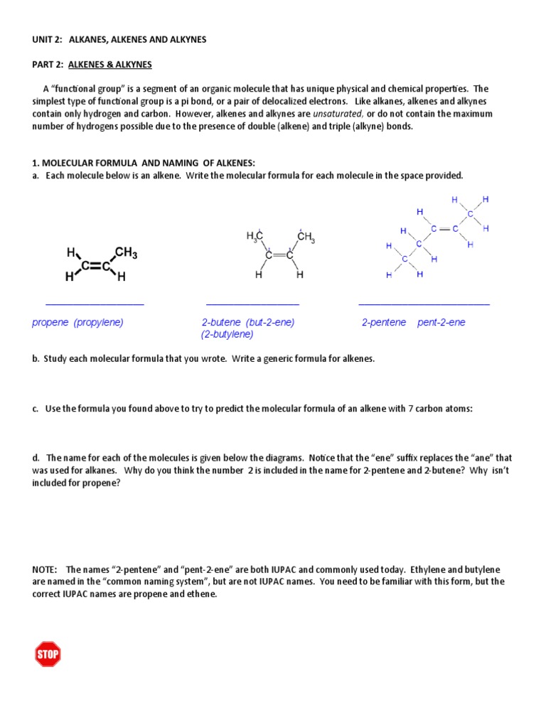 Self Guided Alkenes and Alkynes With Homework Key | PDF | Alkene | Alkane