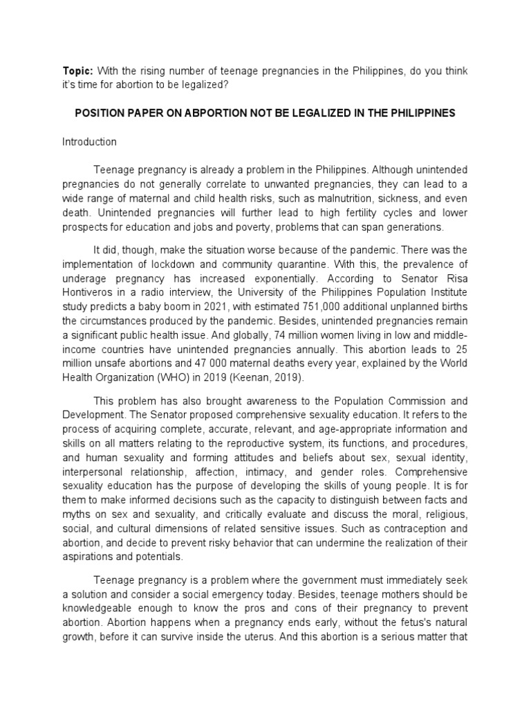 Position Paper On STS | PDF | Abortion | Reproductive Health