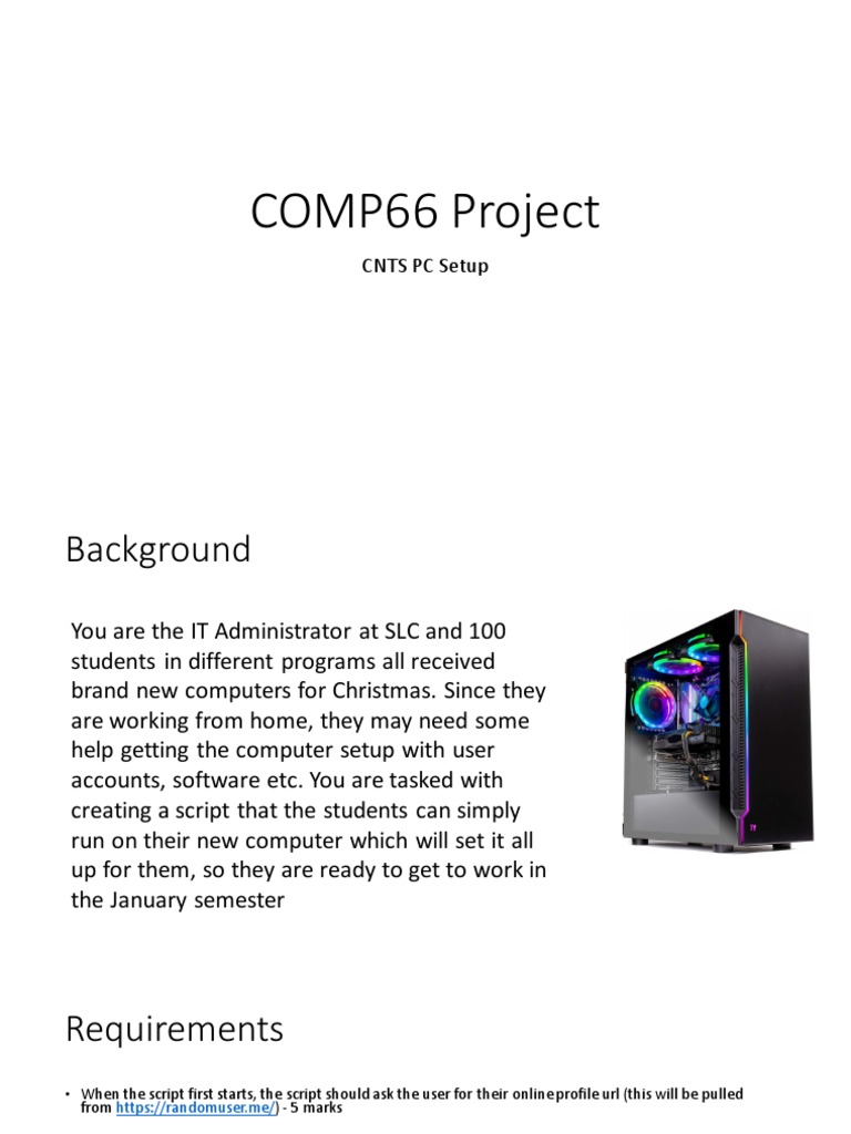 COMP66 Project: Cnts PC Setup | PDF | Computers | Technology & Engineering