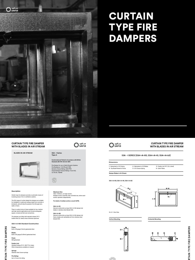 Curtain Type Fire Dampers PDF | PDF | Duct (Flow) | Architectural Design