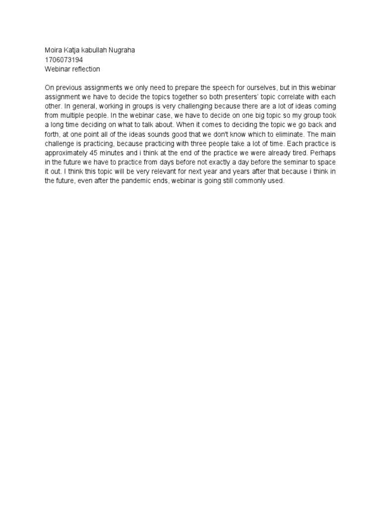 Webinar Reflection | PDF