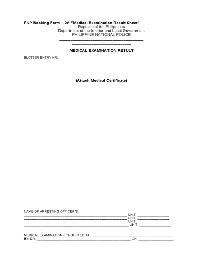 Medical Examination Result Sheet | PDF