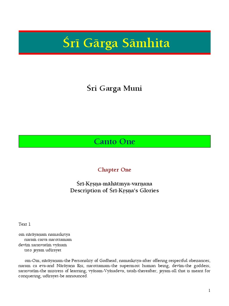 Garga Samhita: Chapter 1 Overview | PDF | Hindu Mythology