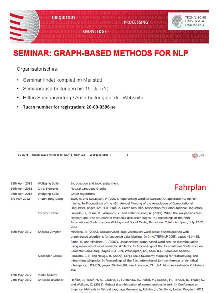 1 SS 2011 - Graph-Based Methods For NLP - UKP Lab - Wolfgang Stille ...