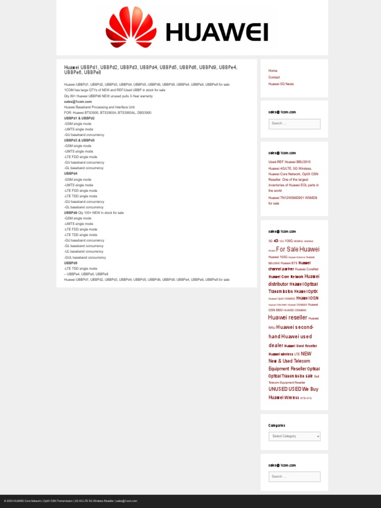 Huawei UBBPd1, UBBPd2, UBBPd3, UBBPd4, UBBPd5, UBBPd6, UBBPd9, UBBPe4 ...