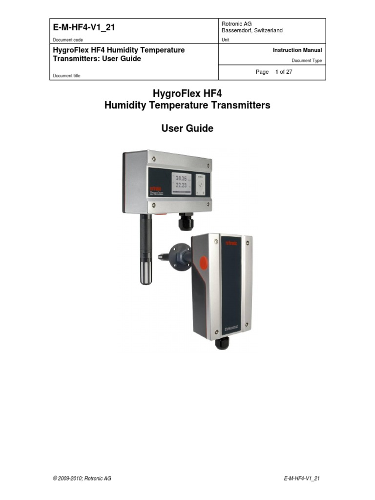 Hygroflex Hf4 Humidity Temperature Transmitters User Guide: E-M-Hf4-V1 - 21 | PDF | Computer ...
