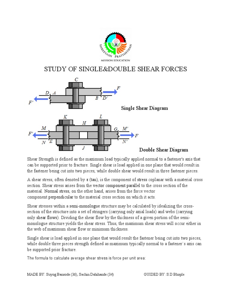 STUDY OF SINGLE and Double Shear | PDF
