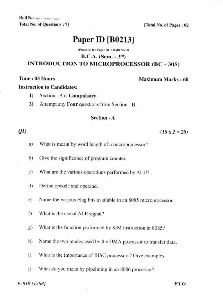 Introduction to Microprocessor Exam Guide | PDF | Computer Architecture | Office Equipment