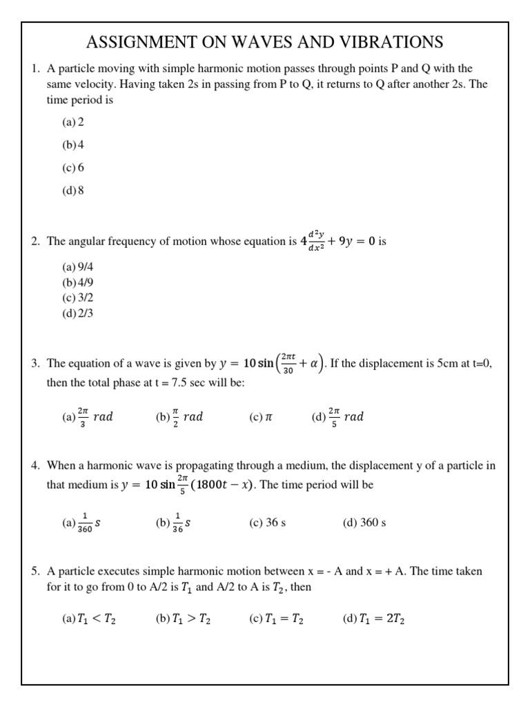 Analysis of Waves and Vibrations: Solving Problems on Simple Harmonic ...