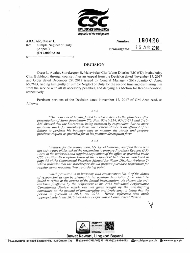 Neglect of Duty | PDF
