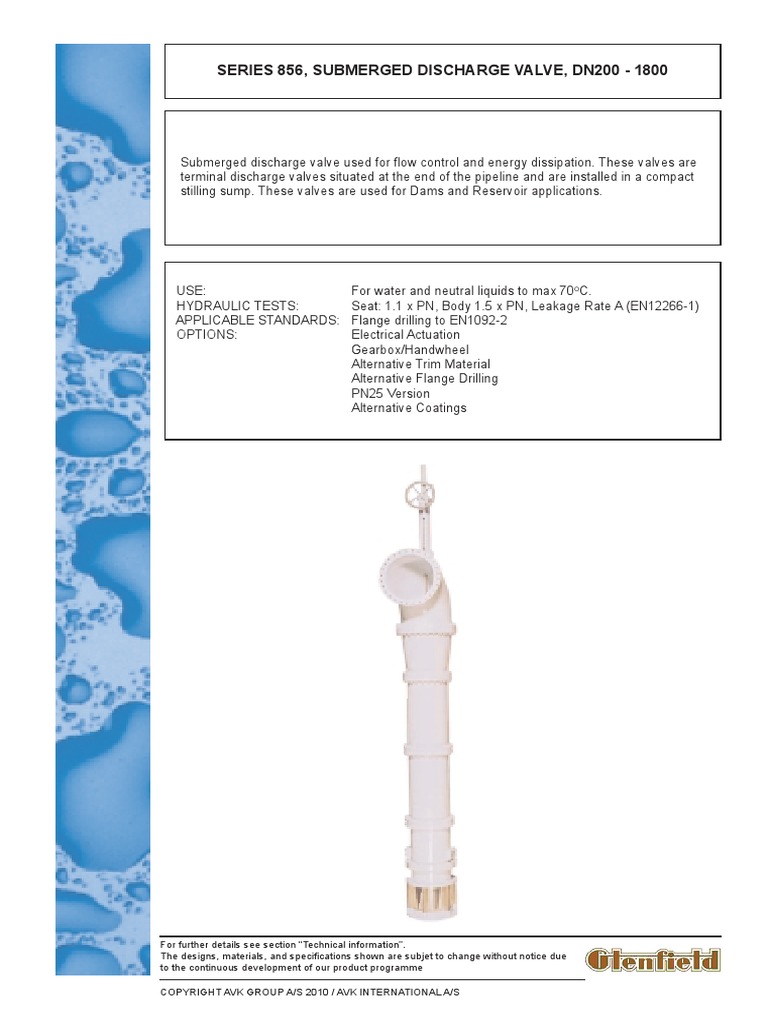 Series 856, Submerged Discharge Valve, Dn200 - 1800 | PDF | Valve ...