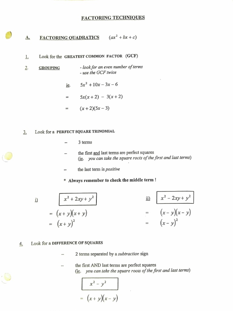 Factoring Quadratics & Polynomials | PDF | Factorization | Mathematics Of Computing