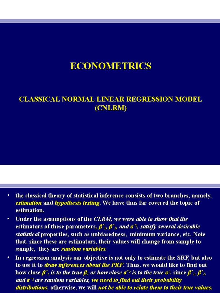 Classical Normal Linear Regression Model | PDF | Ordinary Least Squares ...