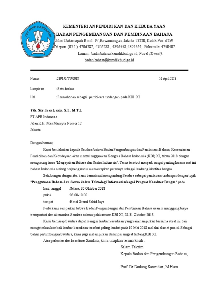 Contoh Surat Resmi Pdf