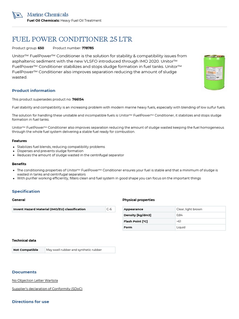 Fuel Power Conditioner - PDS | PDF | Dose (Biochemistry) | Chemistry
