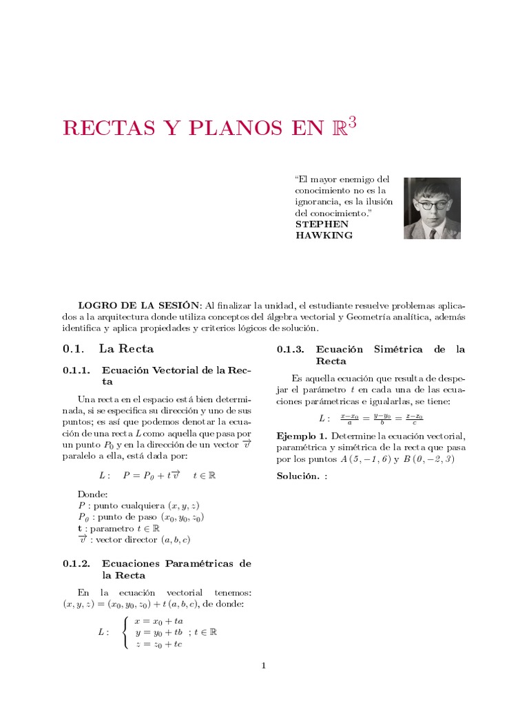 Rectas y planos en R3 | PDF | Línea (geometría) | Vector Euclidiano