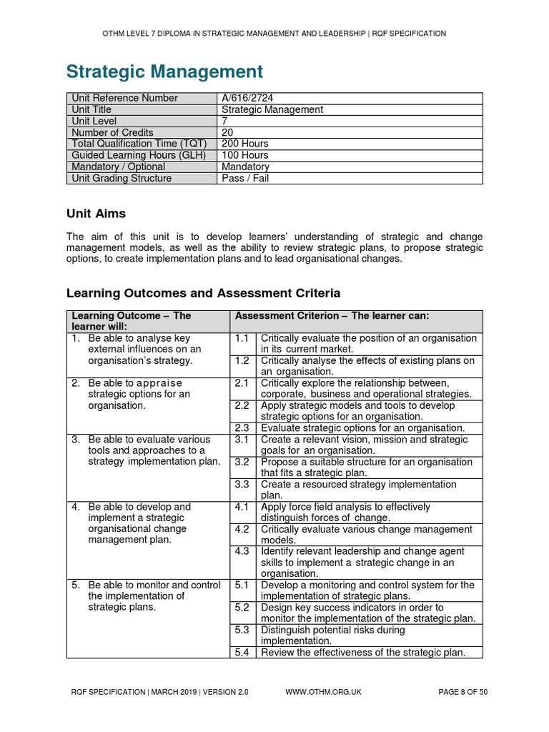 Strategic Management-Course Outline | PDF | Strategic Management ...