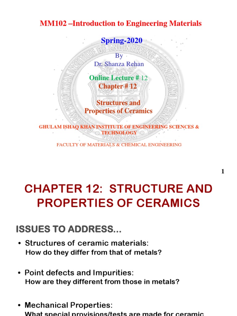 Lect12 - Ceramics - by Dr. Shanza | PDF | Ceramics | Ionic Bonding
