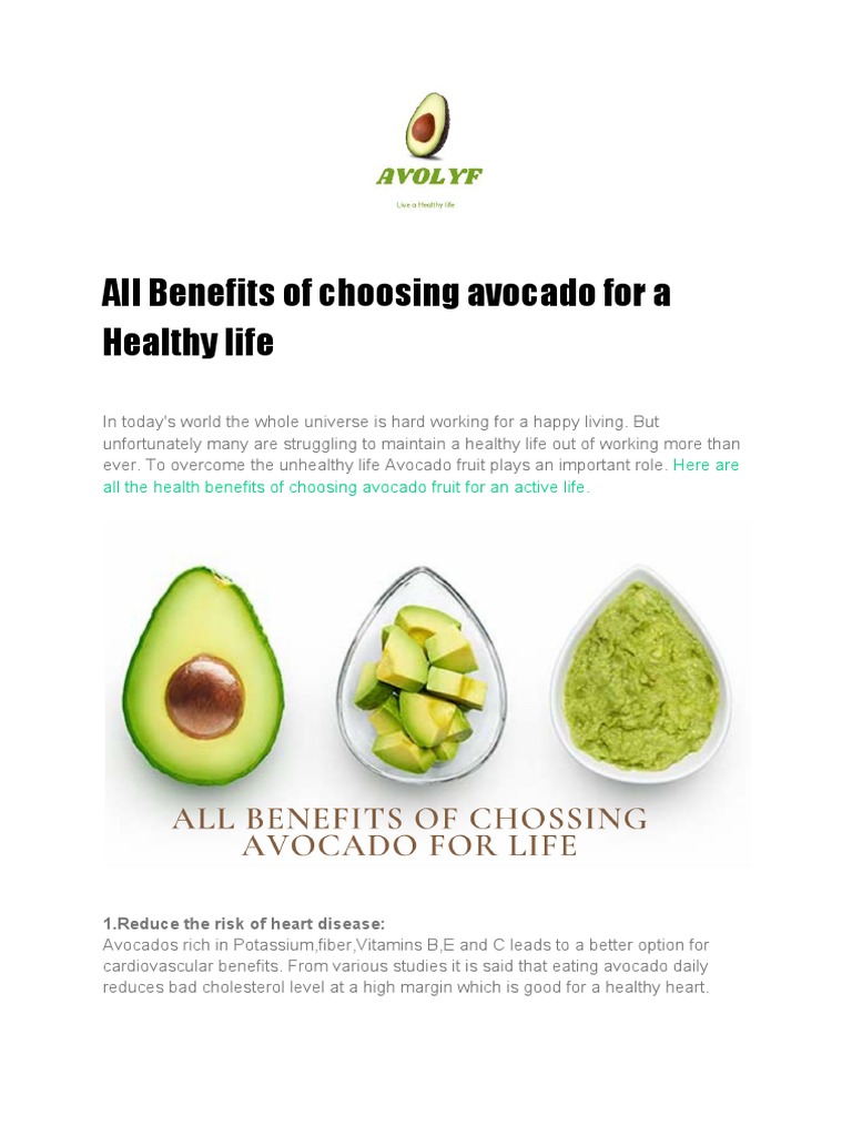 All Benefits of Choosing Avocado For A Healthy Life | PDF | Avocado ...